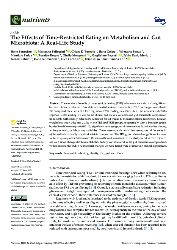 (PDF) The Effects of Time-Restricted Eating on Metabolism and Gut ...