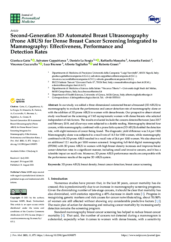 (PDF) Second-Generation 3D Automated Breast Ultrasonography (Prone ABUS ...