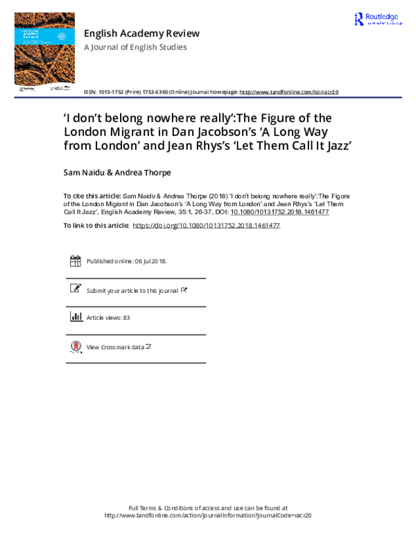(PDF) ‘I don’t belong nowhere really’:The Figure of the London Migrant ...
