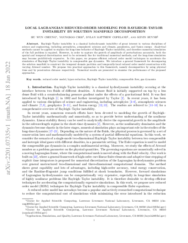 (PDF) Local Lagrangian reduced-order modeling for Rayleigh-Taylor ...