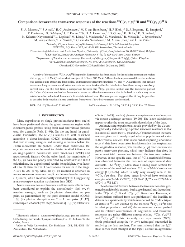 (PDF) Transverse Responses in C12 Reactions