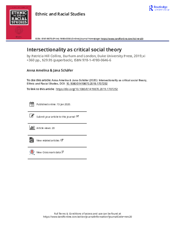 (PDF) Intersectionality as critical social theory