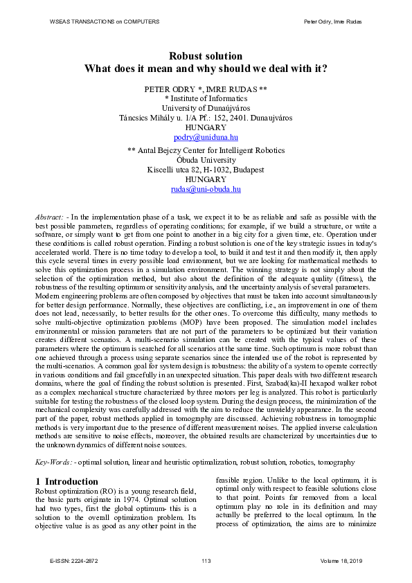 (PDF) Robust solution What does it mean and why should we deal with it?