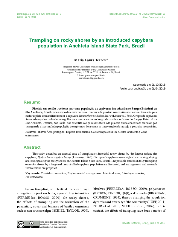 (PDF) Trampling on rocky shores by an introduced capybara population in ...