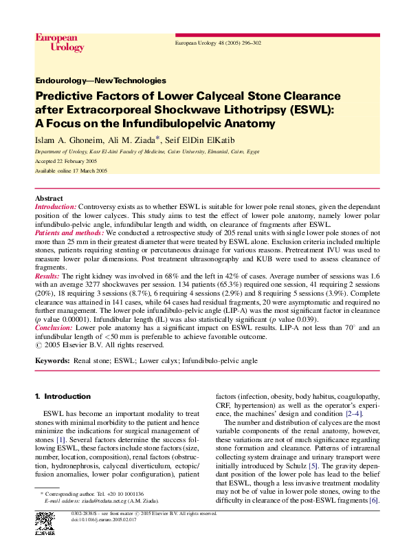 (PDF) Predictive Factors of Lower Calyceal Stone Clearance after ...
