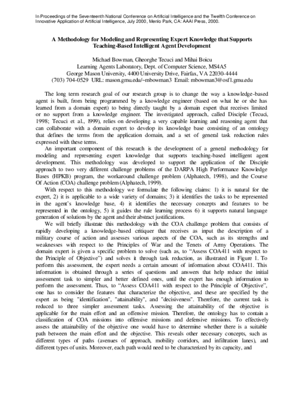 (PDF) A methodology for modeling and representing expert knowledge that supports teaching-based ...
