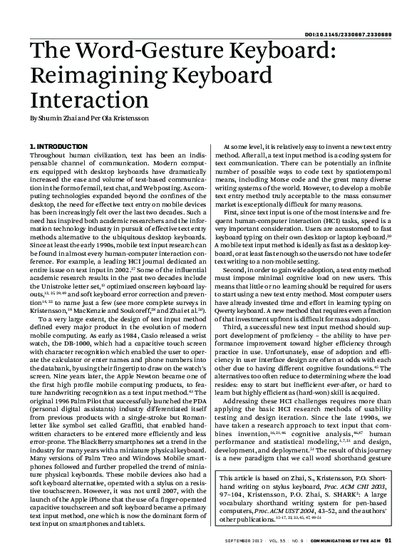 (PDF) The word-gesture keyboard | Shumin Zhai - Academia.edu