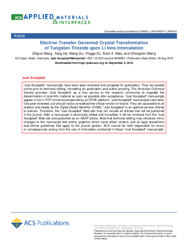 (PDF) Electron Transfer Governed Crystal Transformation of Tungsten ...