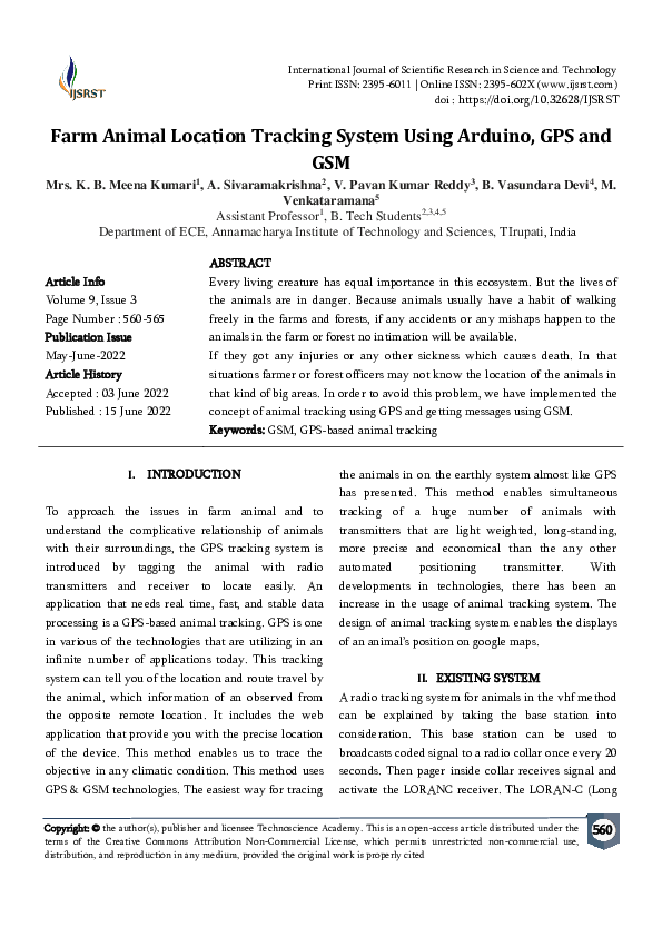 (PDF) Farm Animal Location Tracking System Using Arduino, GPS and GSM