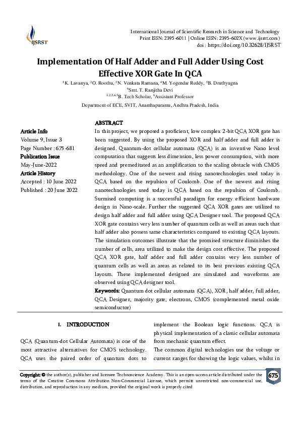 (PDF) Implementation Of Half Adder and Full Adder Using Cost Effective ...