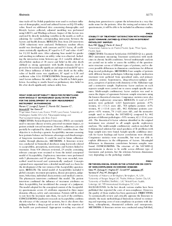 (PDF) PMC40 Stability of Treatment Satisfaction with Medicines Questionnaire (Satmed-Q ...