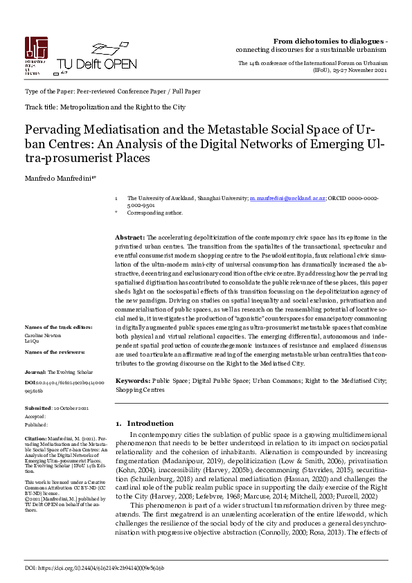 (PDF) Pervading Mediatisation and the Metastable Social Space of Urban ...