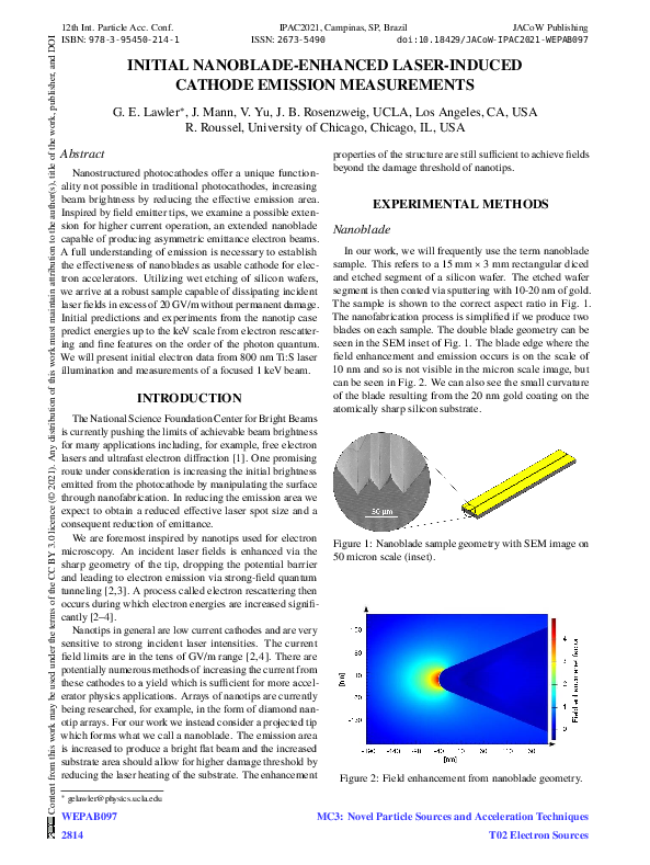 (PDF) Initial Nanoblade-Enhanced Laser-Induced Cathode Emission ...