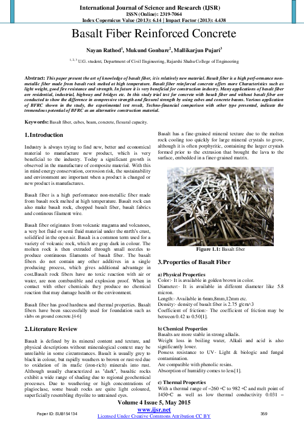 (PDF) Basalt Fiber Reinforced Concrete