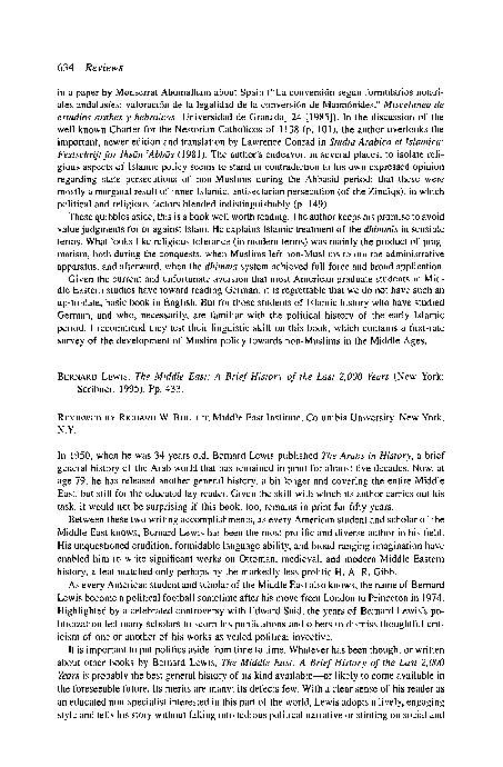 (PDF) Bernard Lewis, The Middle East: A Brief History of the Last 2,000 ...