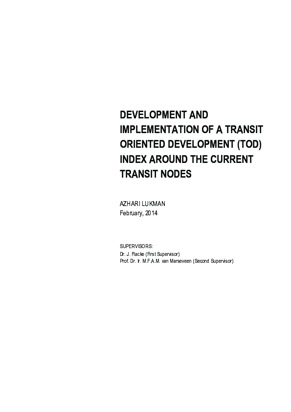 (PDF) Development and Implementation of a Transit Oriented Development (Tod) Index Around the ...