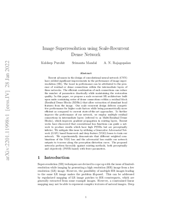 Pdf Image Superresolution Using Scale Recurrent Dense Network