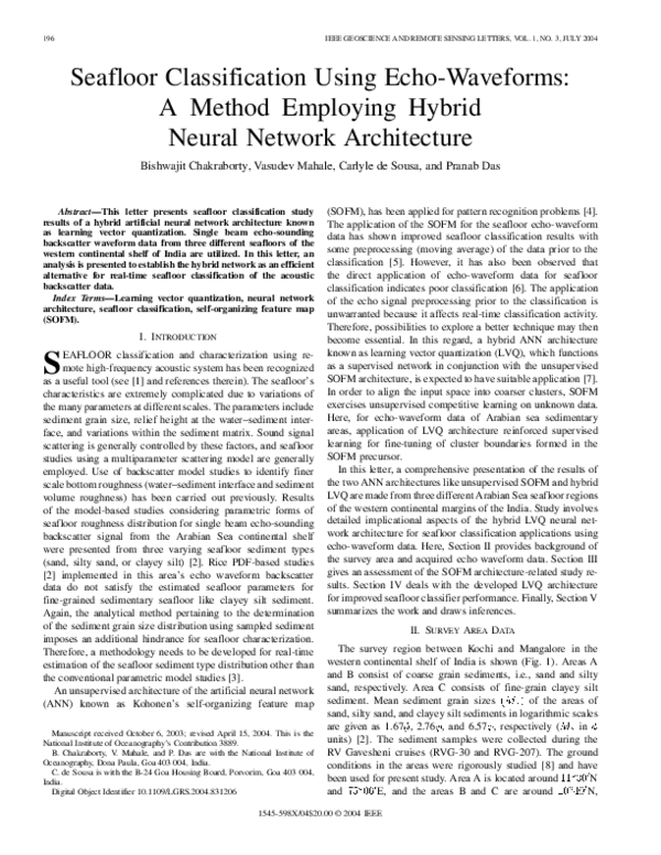 Pdf Seafloor Classification Using Echo Waveforms A Method Employing
