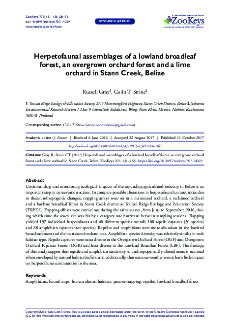 (PDF) Herpetofaunal assemblages of a lowland broadleaf forest, an ...