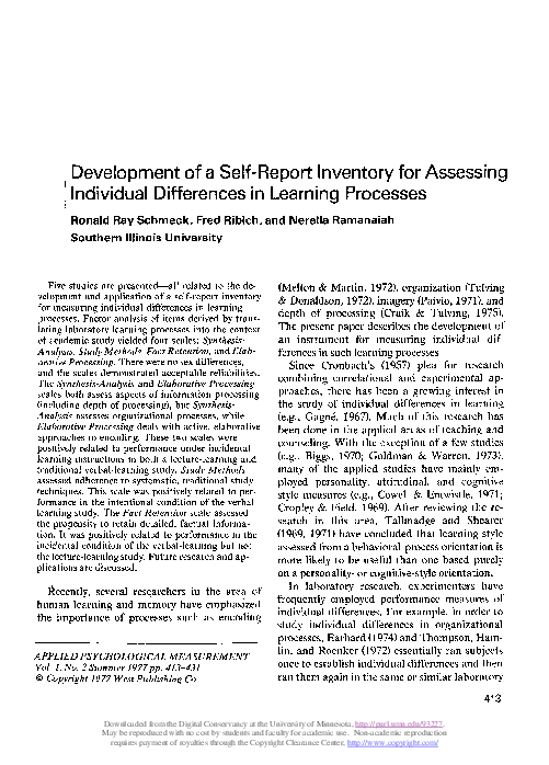 (PDF) Development of a Self-Report Inventory for Assessing Individual ...