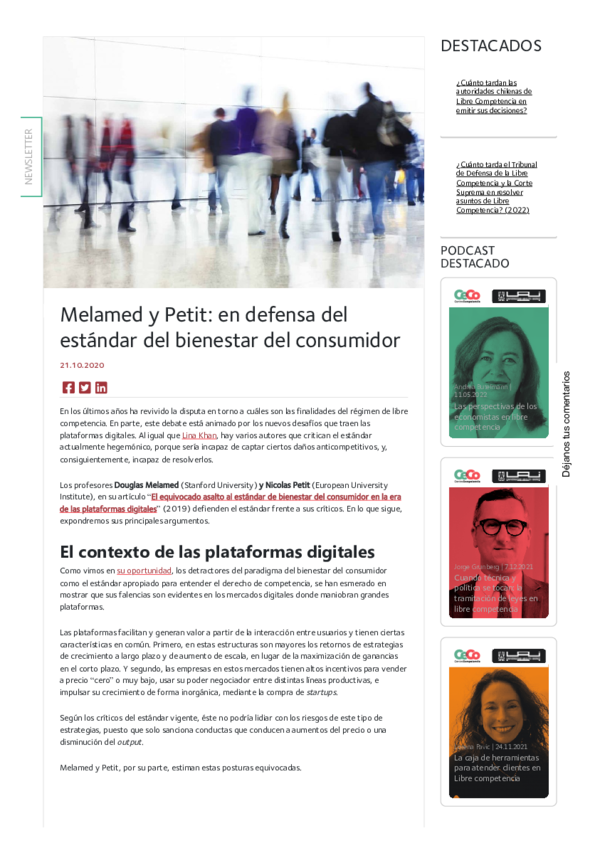 (PDF) Melamed y Petit: en defensa del estándar del bienestar del consumidor