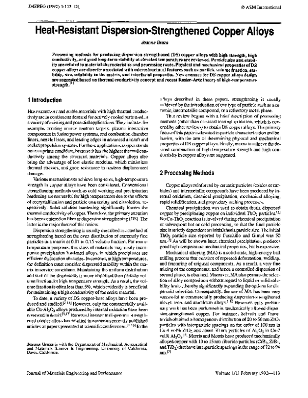 (PDF) Heat-resistant dispersion-strengthened copper alloys
