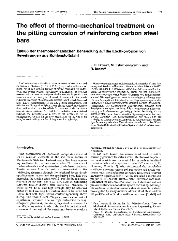 (PDF) The effect of thermo-mechanical treatment on The pitting ...