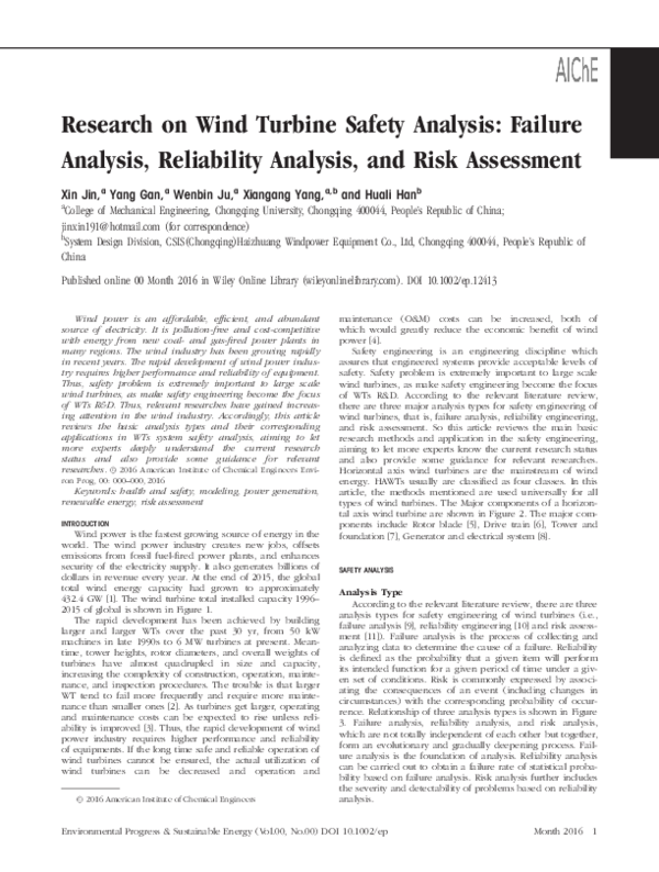 (PDF) Research on wind turbine safety analysis: Failure analysis ...