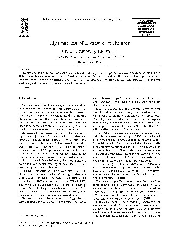 (PDF) High rate test of a straw drift chamber