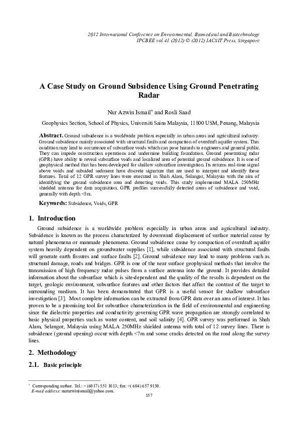 (PDF) A Case Study on Ground Subsidence Using Ground Penetrating Radar