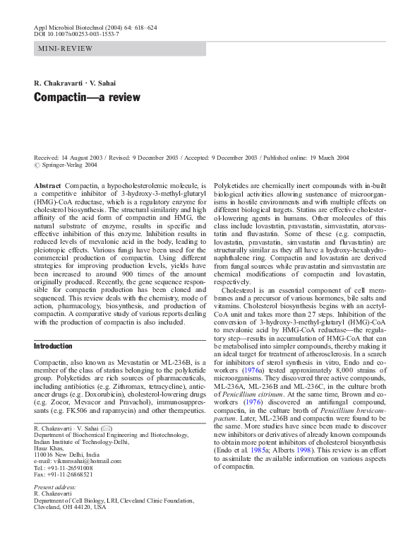 (PDF) Compactin?a review