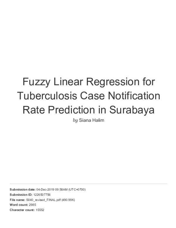 (PDF) Fuzzy linear regression for tuberculosis case notification rate prediction in Surabaya
