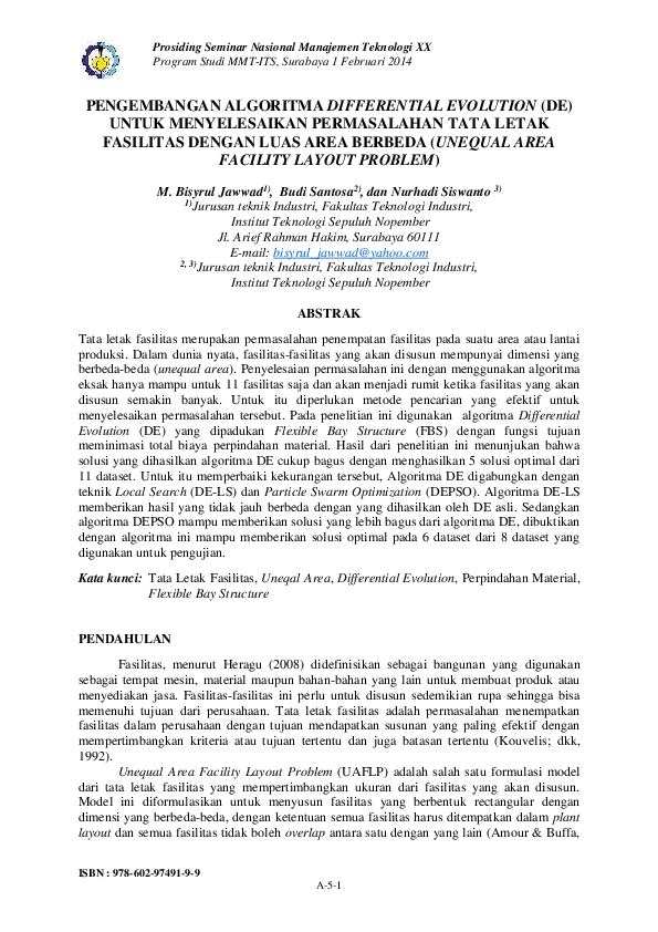 (PDF) Pengembangan Algoritma Differential Evolution Pada Permasalahan Tata Letak Fasilitas ...