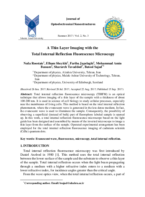(PDF) A Thin Layer Imaging with the Total Internal Reflection Fluorescence Microscopy