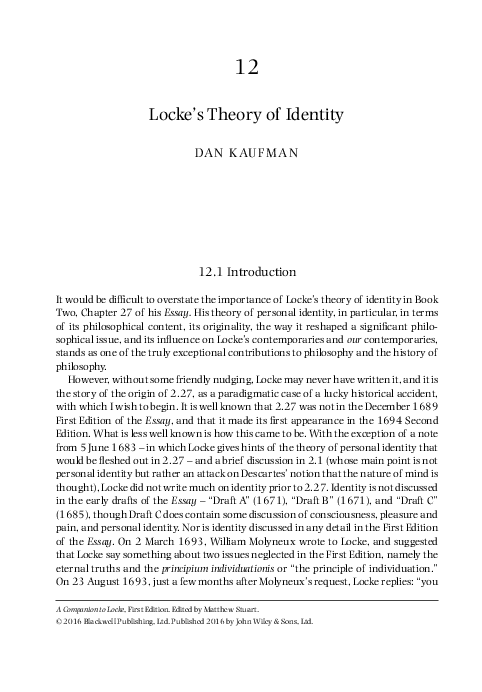 (PDF) Locke's Theory of Identity