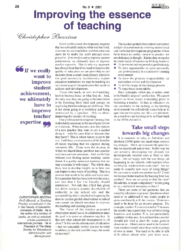 (PDF) Improving the essence of teaching