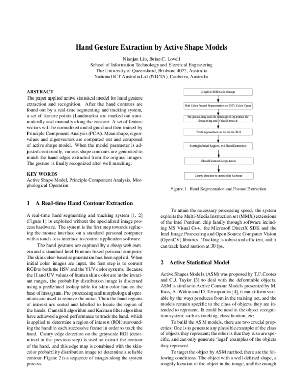 Pdf Hand Gesture Extraction By Active Shape Models Brian Lovell 