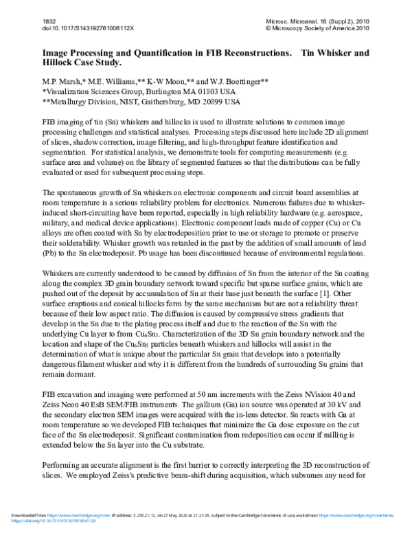 (PDF) Image Processing and Quantification in FIB Reconstuctions. Tin ...