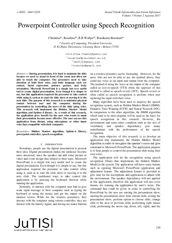 Pdf Powerpoint Controller Using Speech Recognition