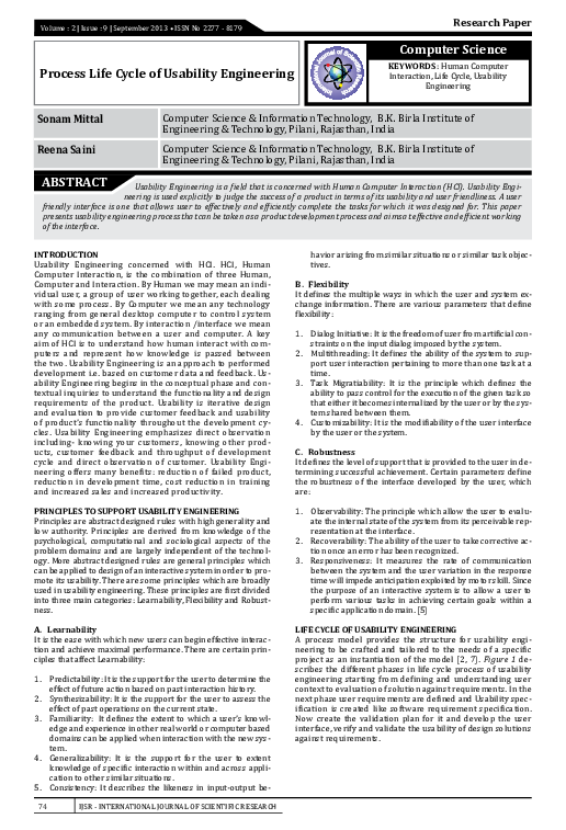 (PDF) Process Life Cycle of Usability Engineering