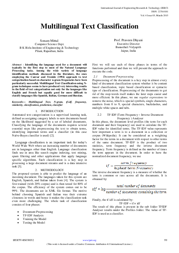 (PDF) Multilingual Text Classification