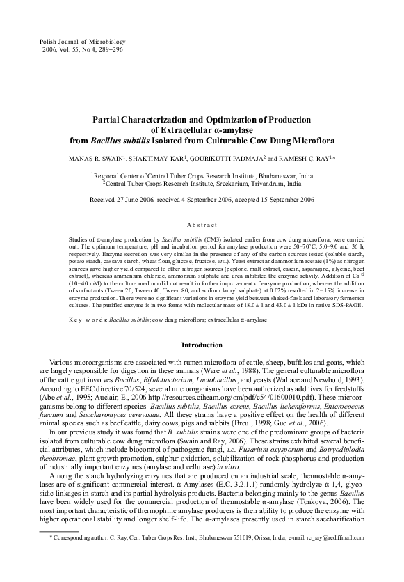 (PDF) Partial characterization and optimization of production of extracellular alpha-amylase ...