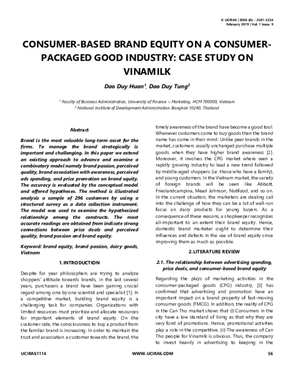 (PDF) Consumer-based brand equity on a consumerpackaged good industry ...