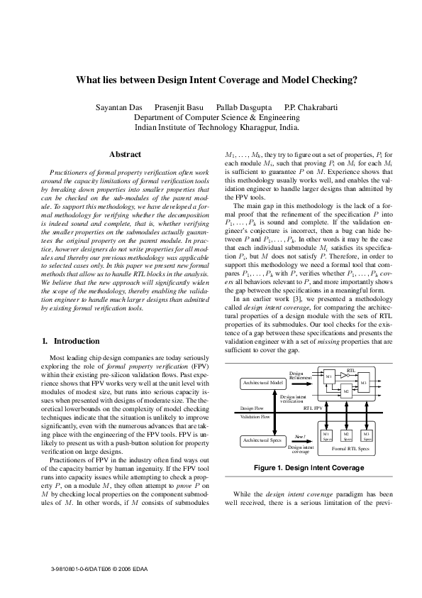 (PDF) What lies between Design Intent Coverage and Model Checking?