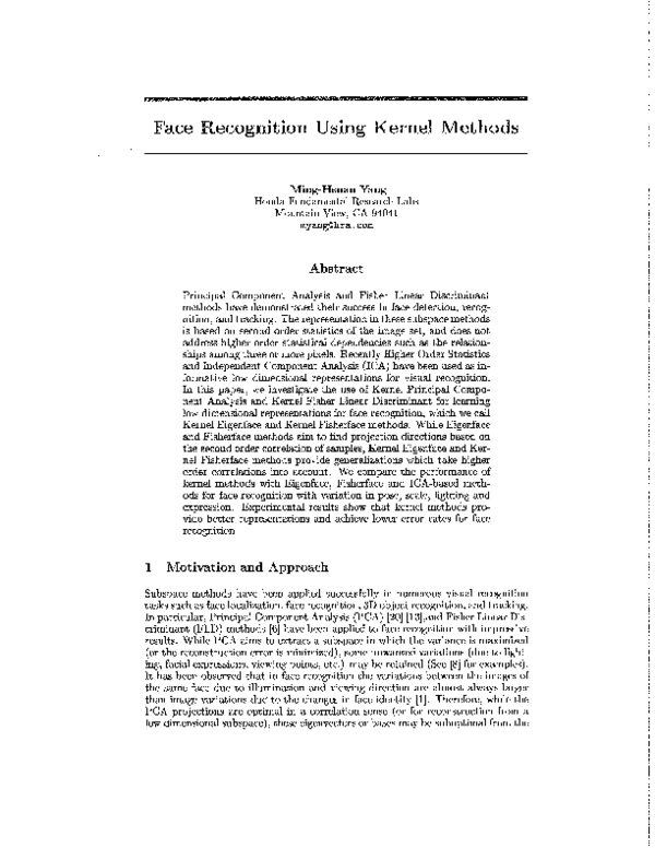 (PDF) Face recognition using kernel methods | Ming-Hsuan Yang - Academia.edu