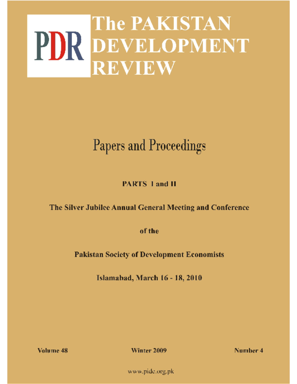 (PDF) The PAKISTAN DEVELOPMENT REVIEW
