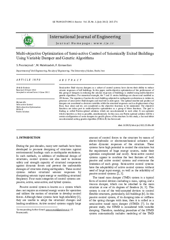 (PDF) Multi-objective Optimization of Semi-active Control of Seismically Exited Buildings Using ...