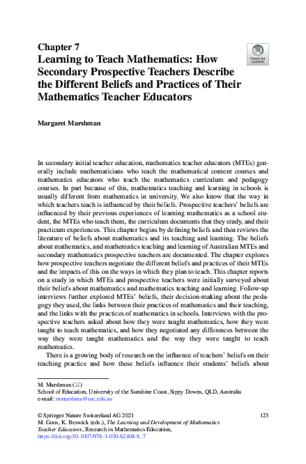(PDF) Learning to Teach Mathematics: How Secondary Prospective Teachers ...