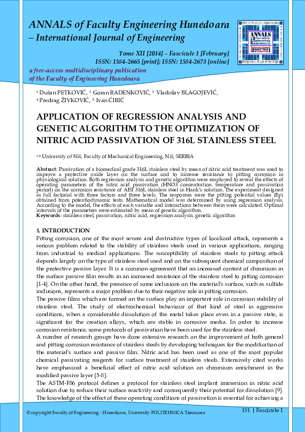 (PDF) ANNALS of Faculty Engineering Hunedoara-International Journal of ...