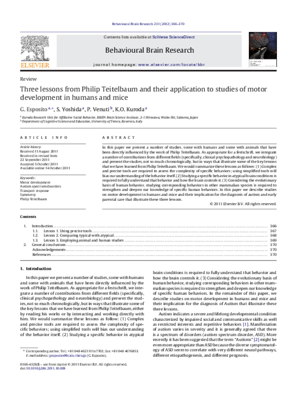 (PDF) Three lessons from Philip Teitelbaum and their application to ...